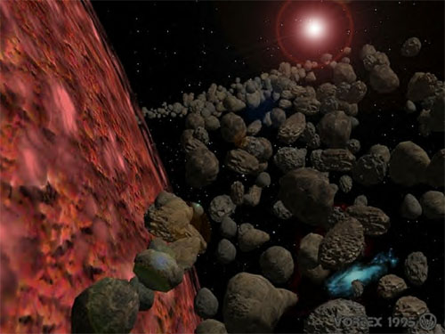 Above Asteroids Small Planets Between Mars And Jupiter Revolving Around The Sun